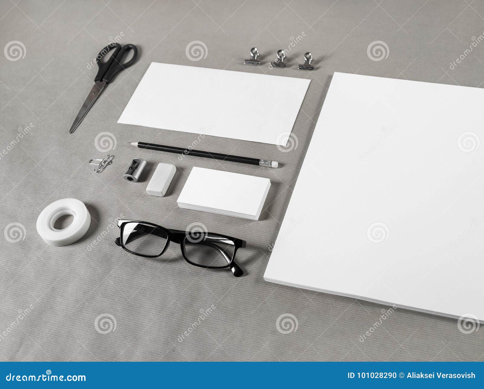 Simple stationery set stock photo. Image of page, clips - 101028290