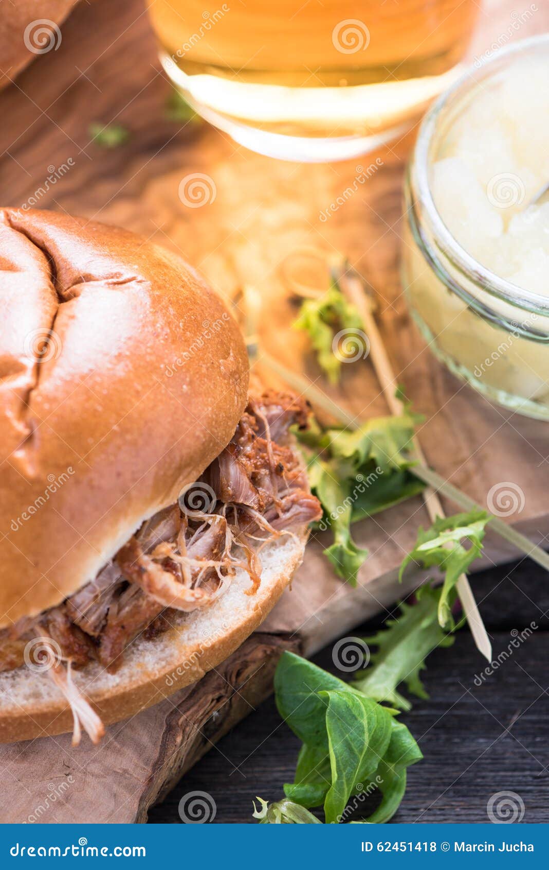 Simple Steet Food, Pulled Pork Bap Stock Photo - Image of grilled, roll ...