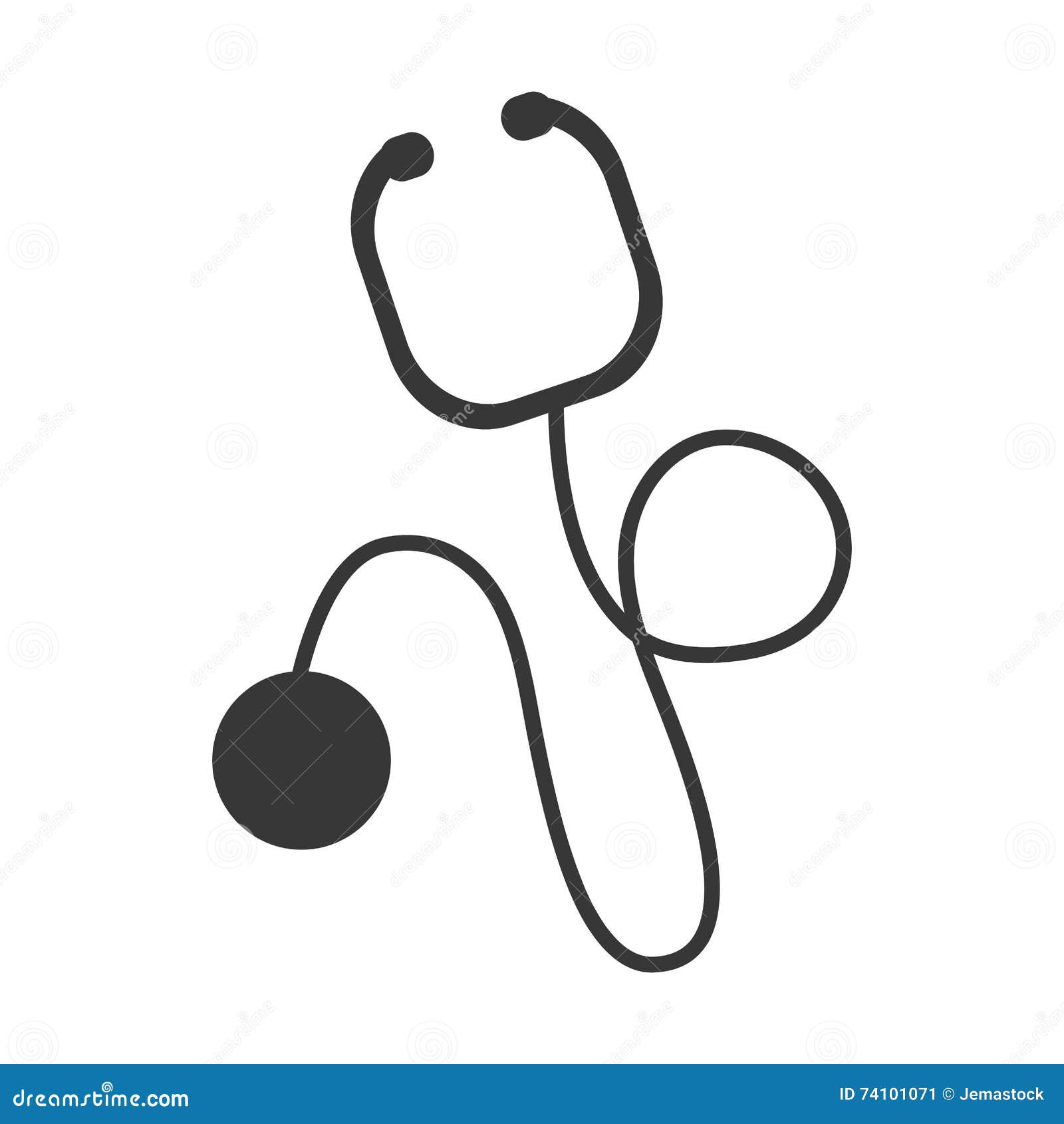 Simple Stethoscope, Minimal Black And White Outline Icon. Flat Vector ...