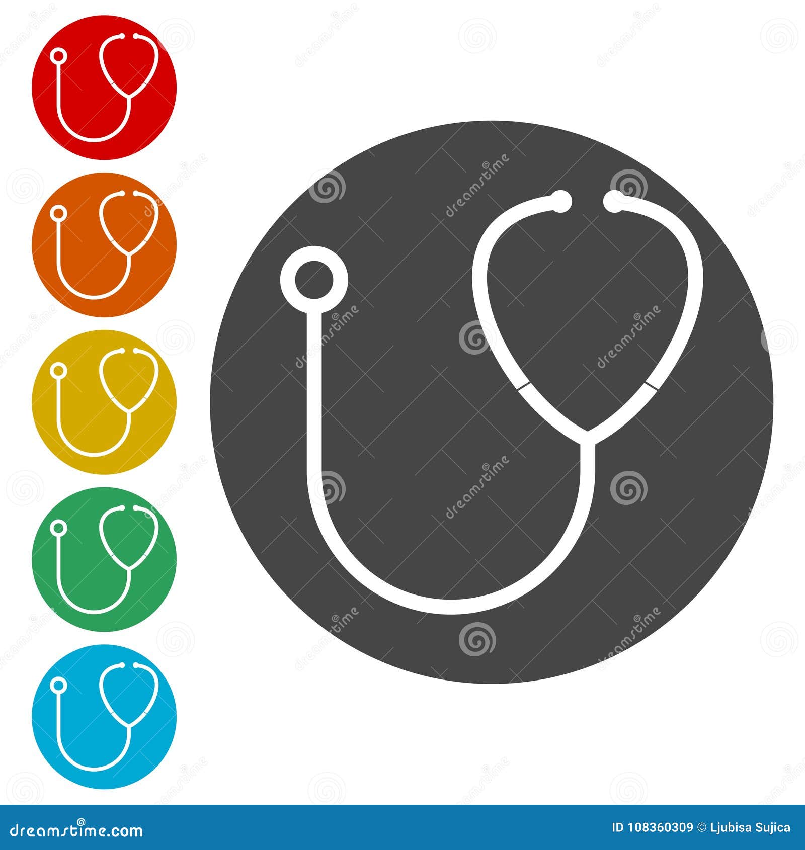 Simple Stethoscope Icons Set Stock Illustration - Illustration of ...