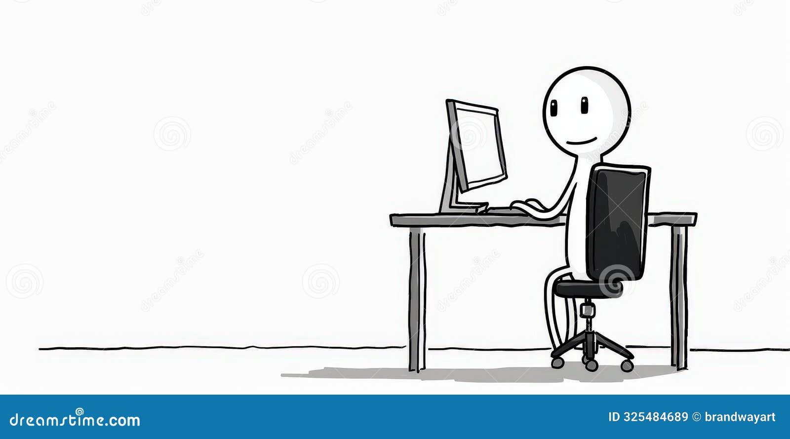 Stick Figure Working on Computer Stock Illustration - Illustration of ...