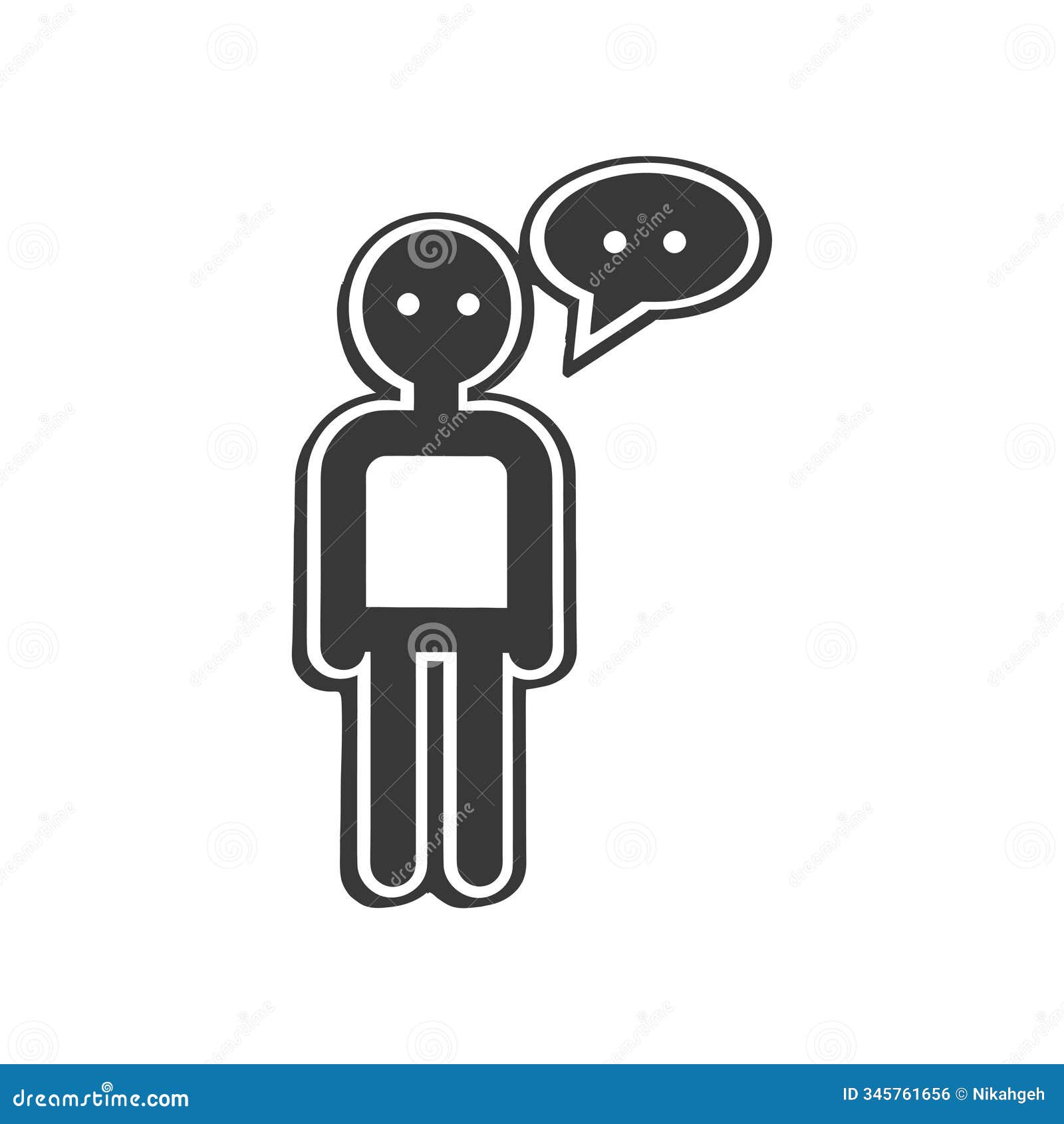 Simple Stick Figure with Speech Bubble Icon Stock Vector - Illustration ...