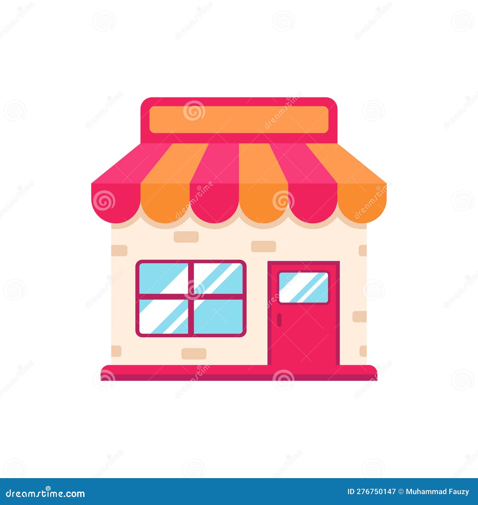 Simple Store Front Icon With Canopy And Double Doors Cartoon Vector ...