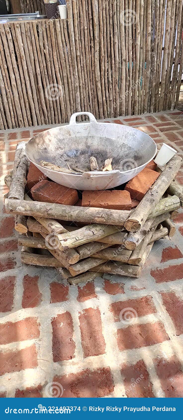 The Simple Stove is Made from Brick and Wood Stock Photo - Image of ...