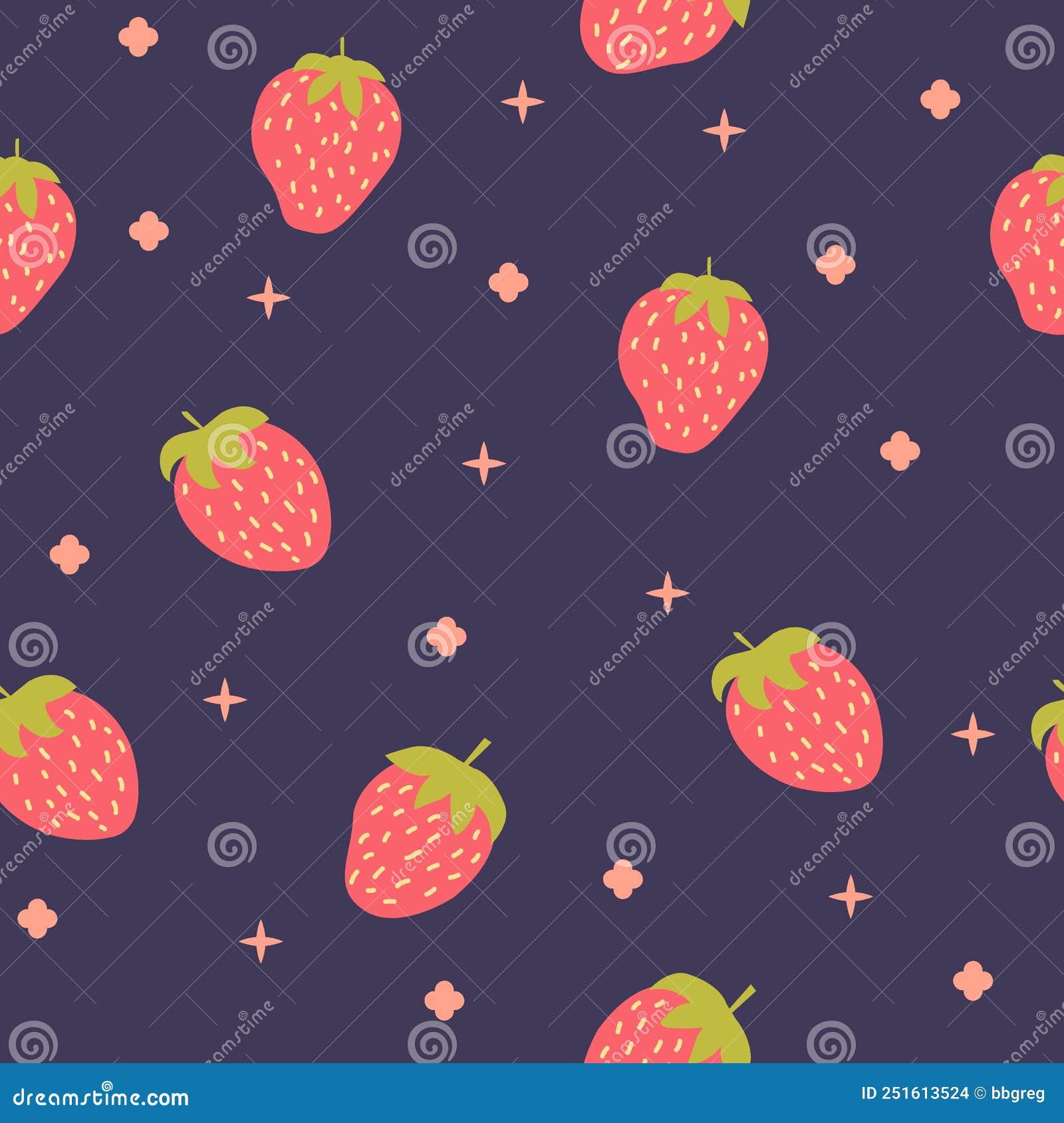 Simple Strawberries Seamless Pattern Vector Background. Childish ...