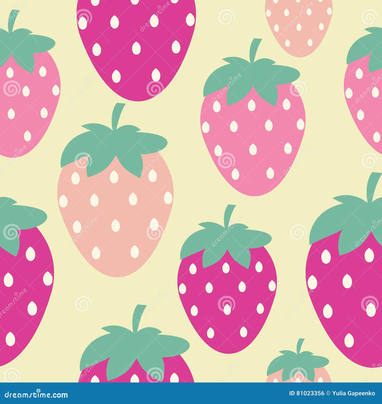 Simple Strawberry Seamless Pattern Background Vector Illustratio Stock ...