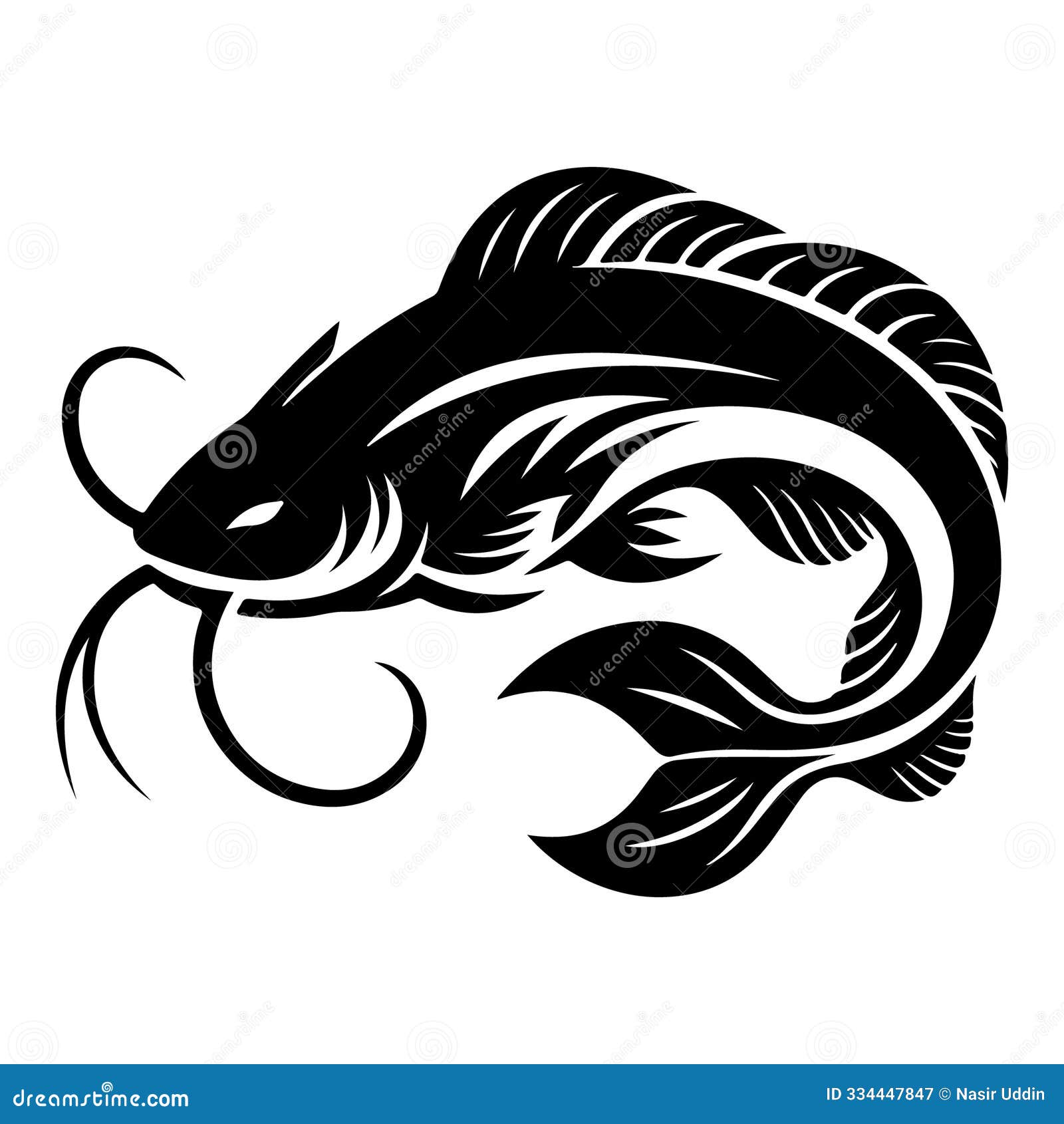 Simple Black Catfish Silhouette Vector Illustration Stock Vector ...