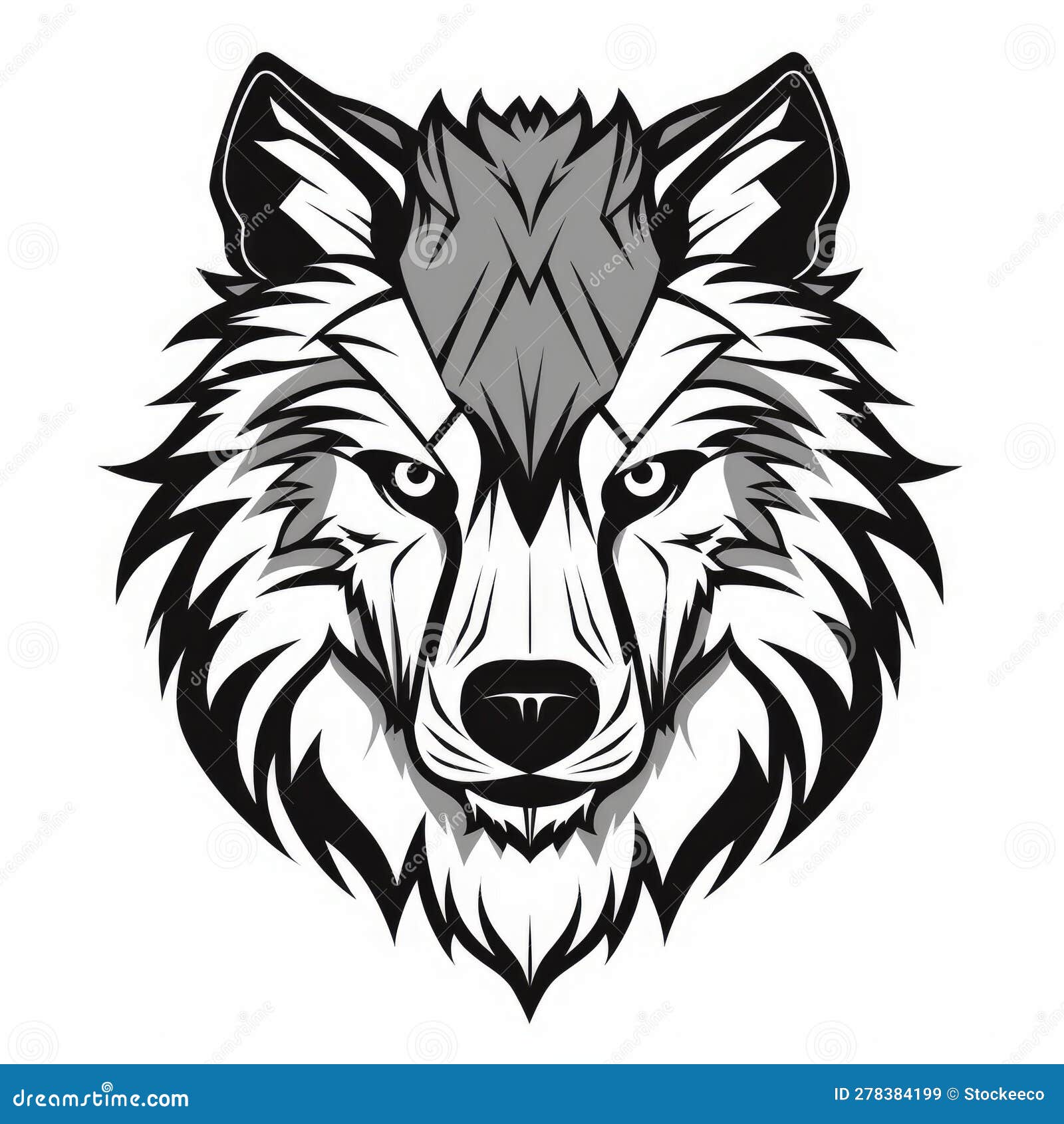 Black and White Wolf Icon on White Background Stock Illustration ...