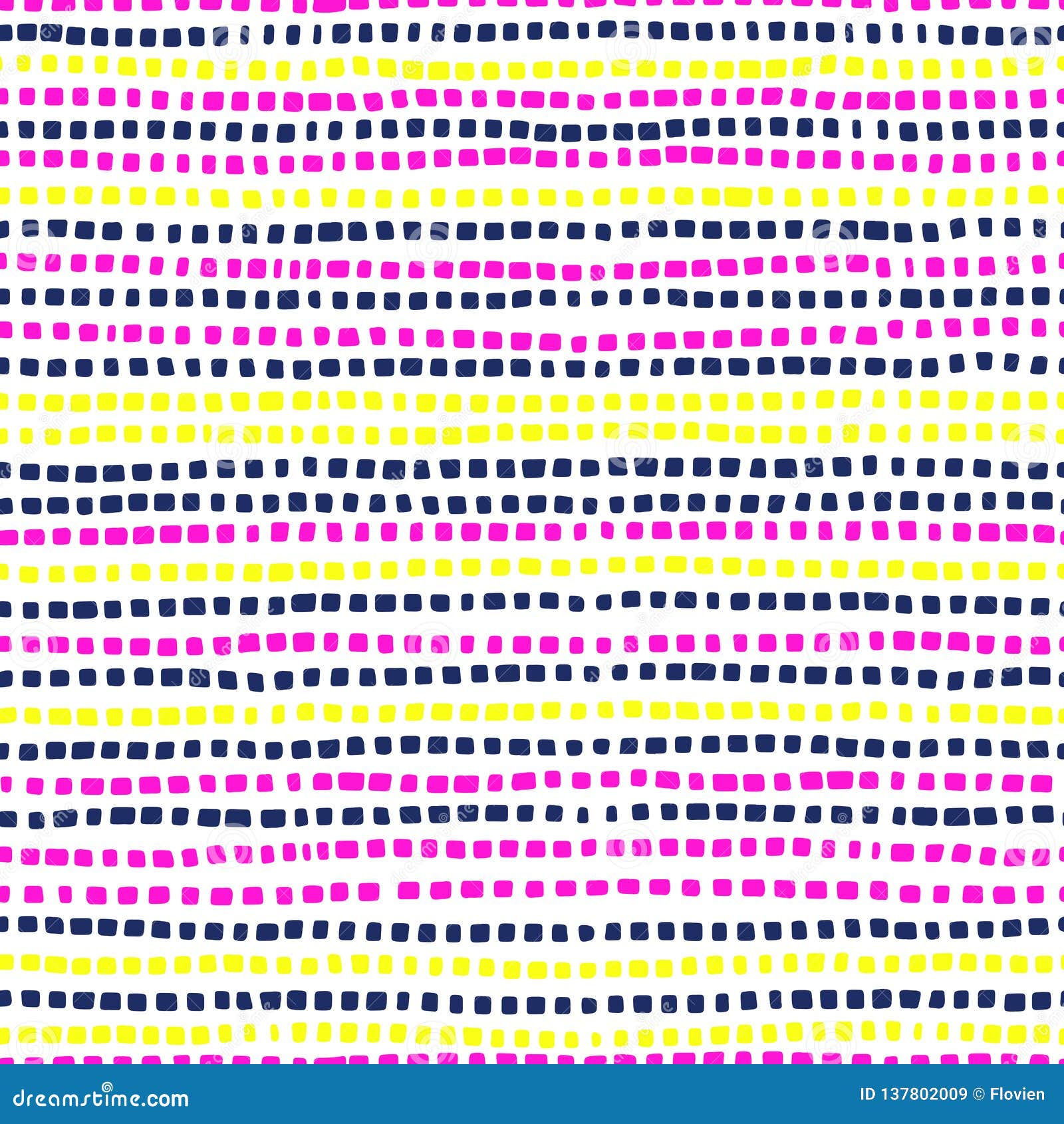Simple Striped Doodle Pattern. Yellow, Blue, Pink and White Colors ...