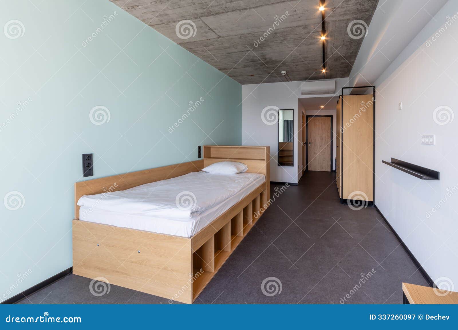 Simple Student-style Dorm Bedroom. Hostel Dormitory Room. Campus Stock ...