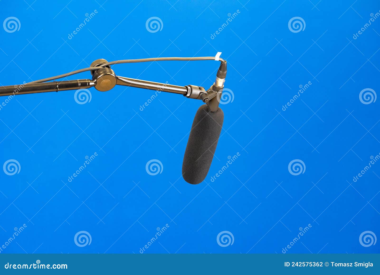 A Simple Studio Microphone on a Mic Arm, Bluescreen, Blue Box Chroma ...