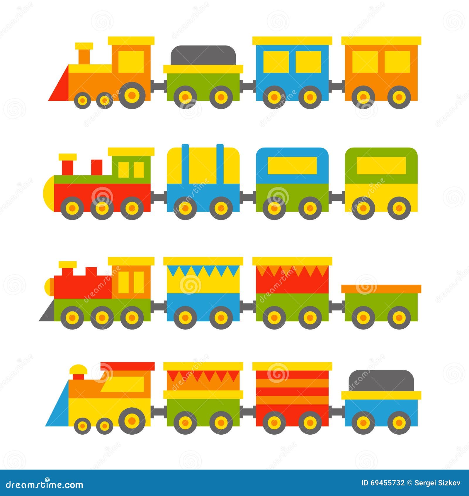 Trains, Wagons And Rails , Doodle Seamless Pattern Cartoon Vector ...