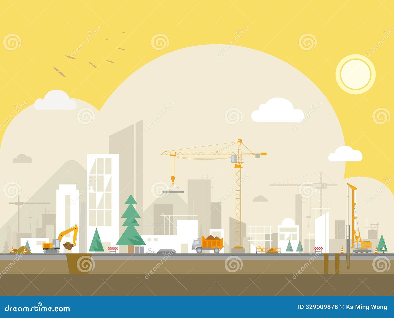 Simple Layers A001 Construction Site Vector Illustration Graphic EPS 10 ...