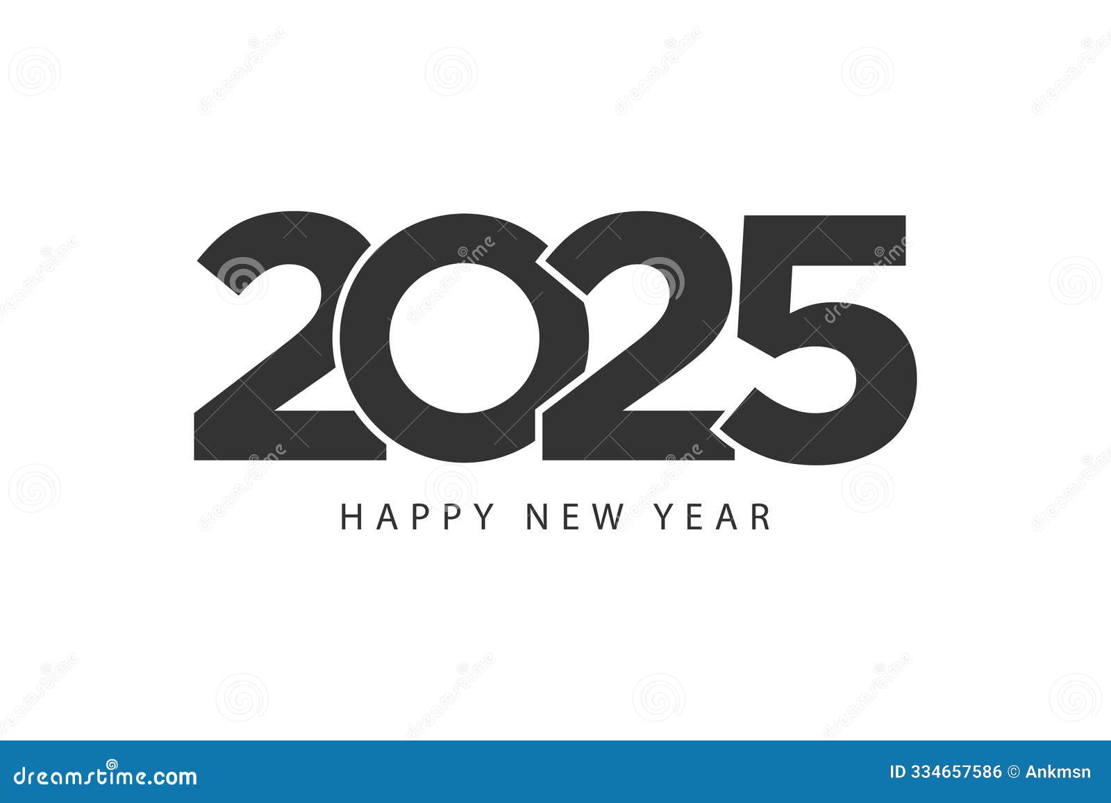 Simple Style Lines Happy New Year 2025 Black White Theme Stock Vector ...