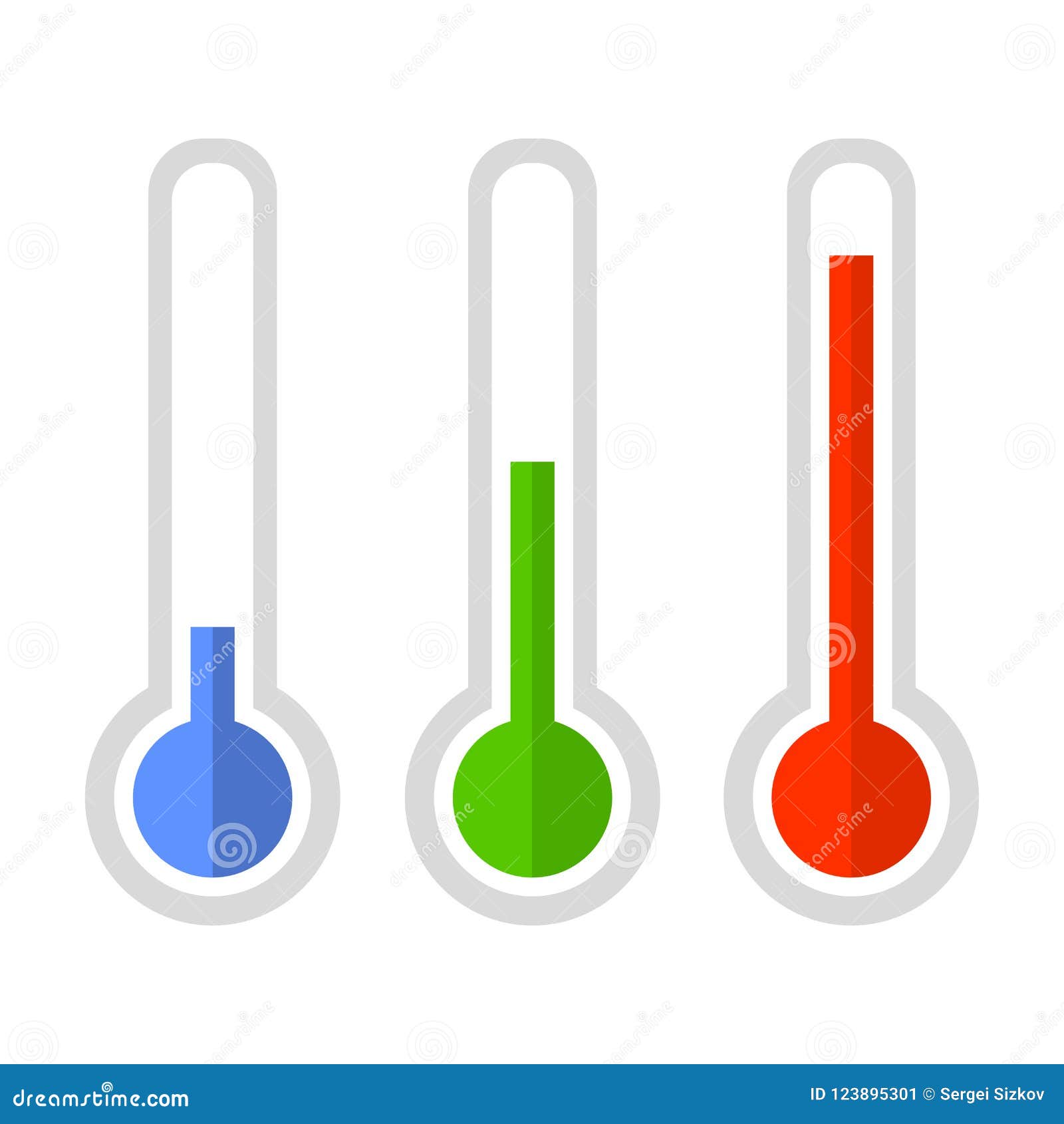 Simple Style Color Thermometer Icon Set. Vector Stock Vector ...