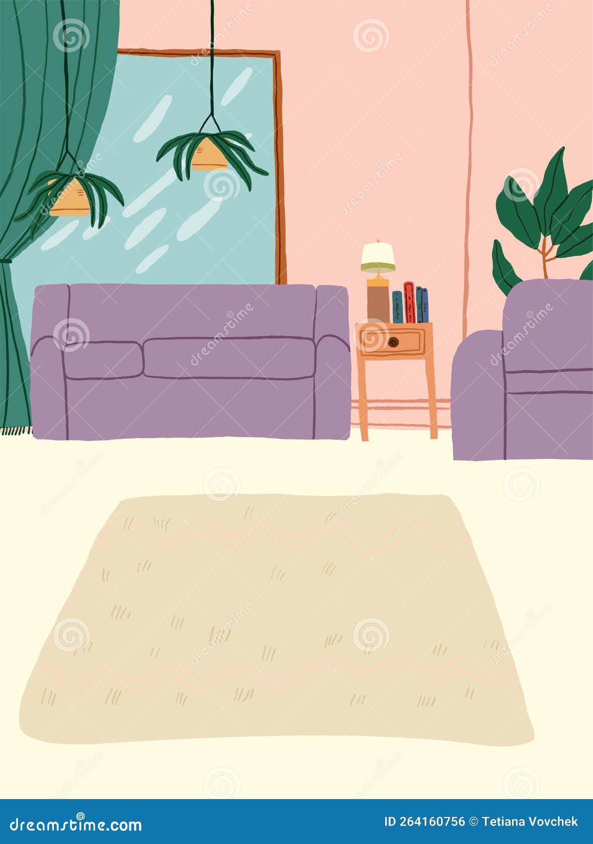 Simple Stylish Interior Living Room Decorative Illustration Stock ...