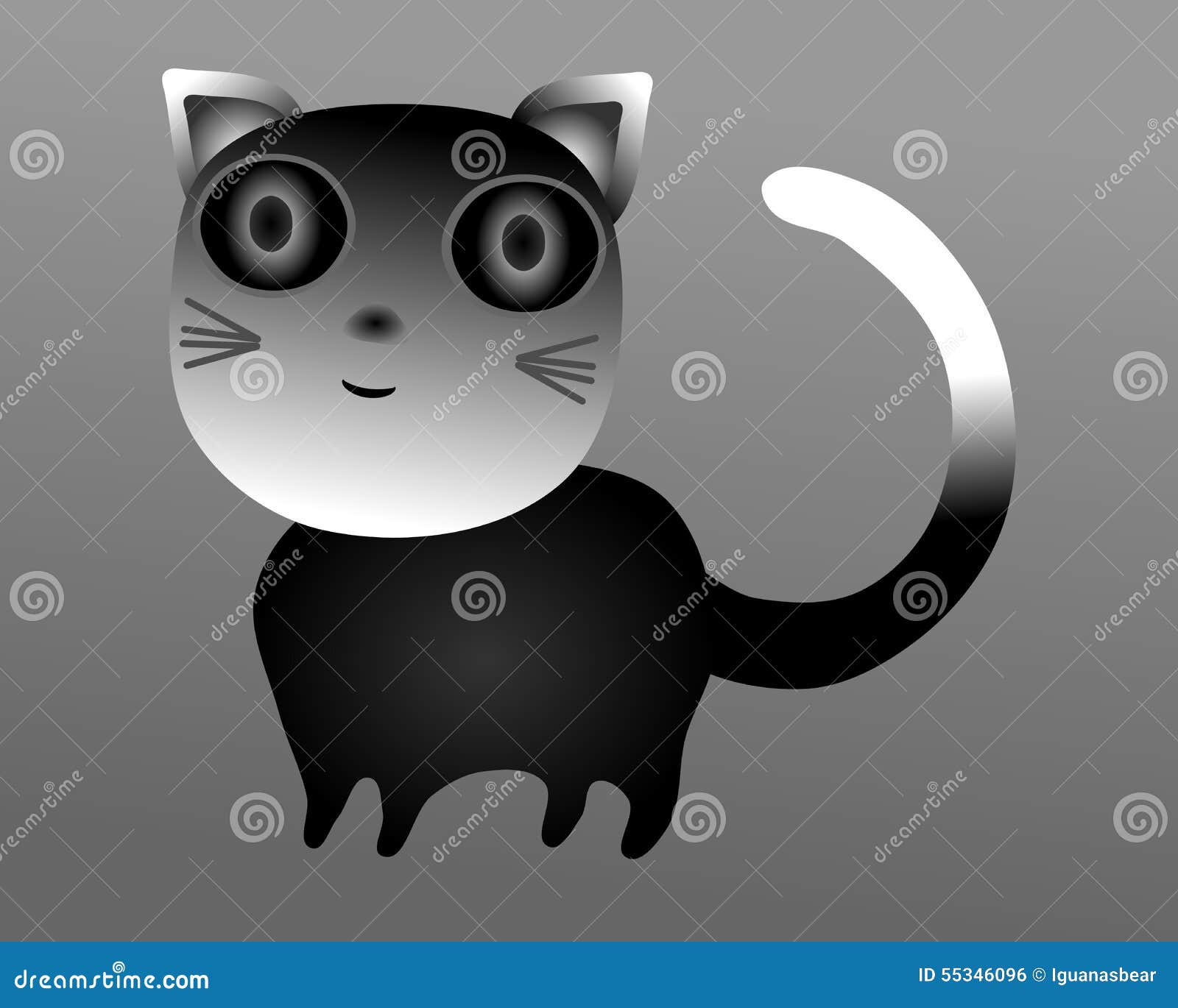 Simple Stylized Cat with Big Eyes Stock Illustration - Illustration of ...