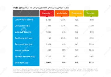 Simple Stylized Data Table Layout Template Stock Vector - Illustration ...