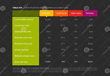 Simple Stylized Data Table Layout Template Stock Vector - Illustration ...