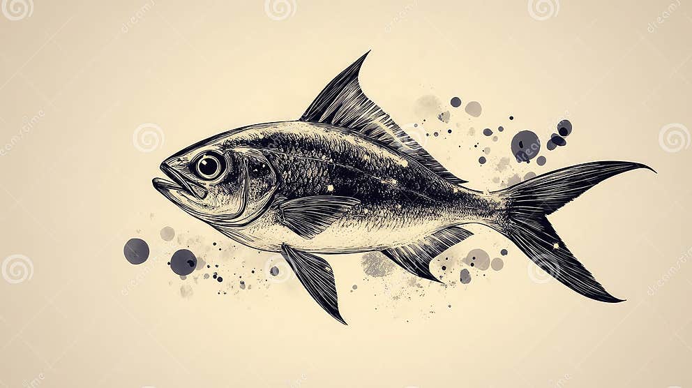Simple Stylized Fish Design on Light Gray Stock Image - Image of ...