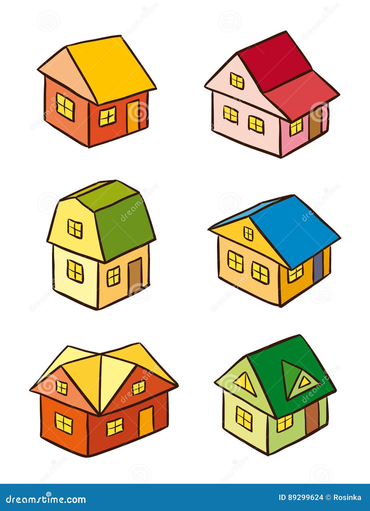Simple stylized houses stock vector. Illustration of colored - 89299624