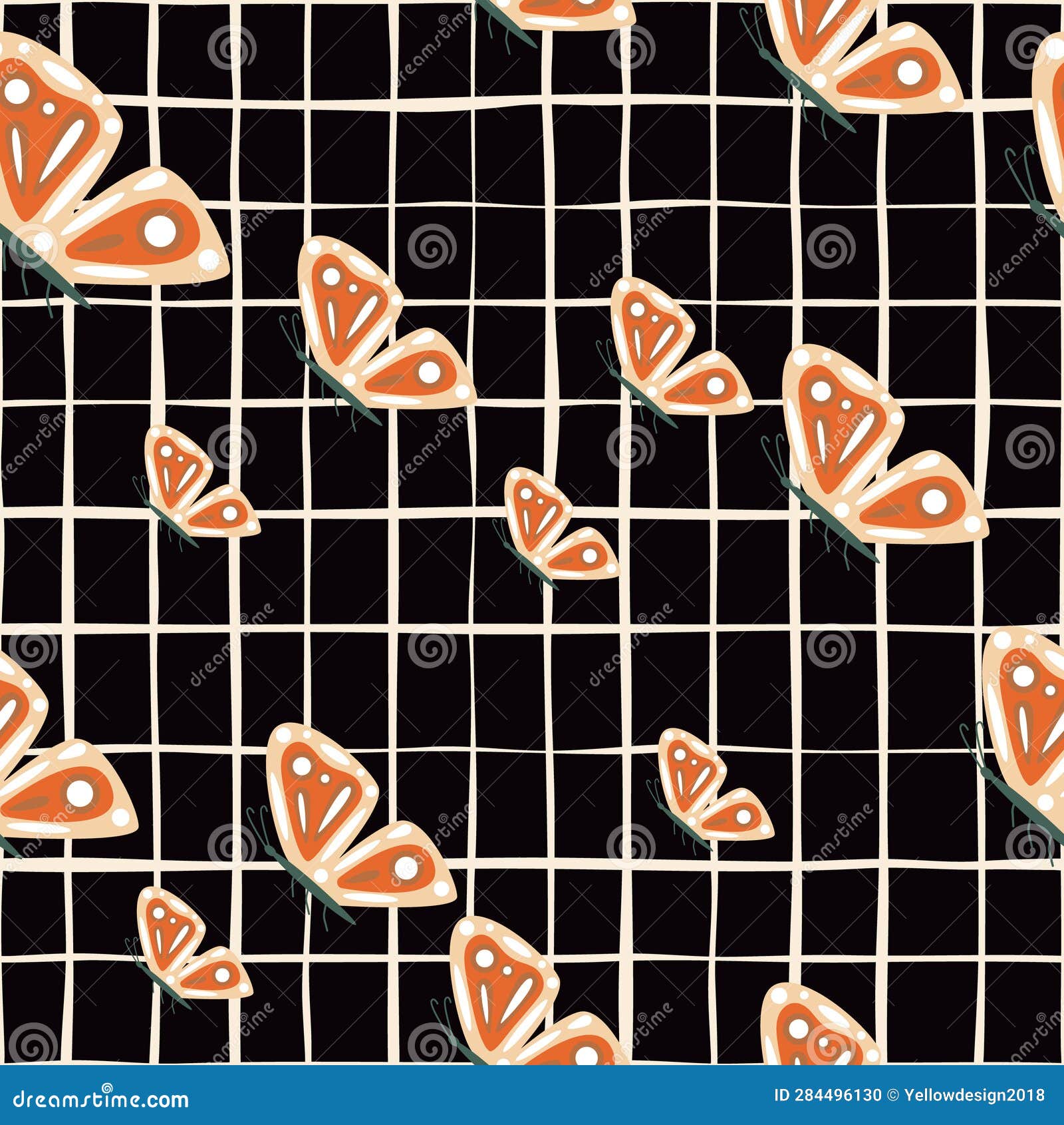 Simple Stylized Moth Seamless Pattern. Butterflies Wallpaper Stock ...