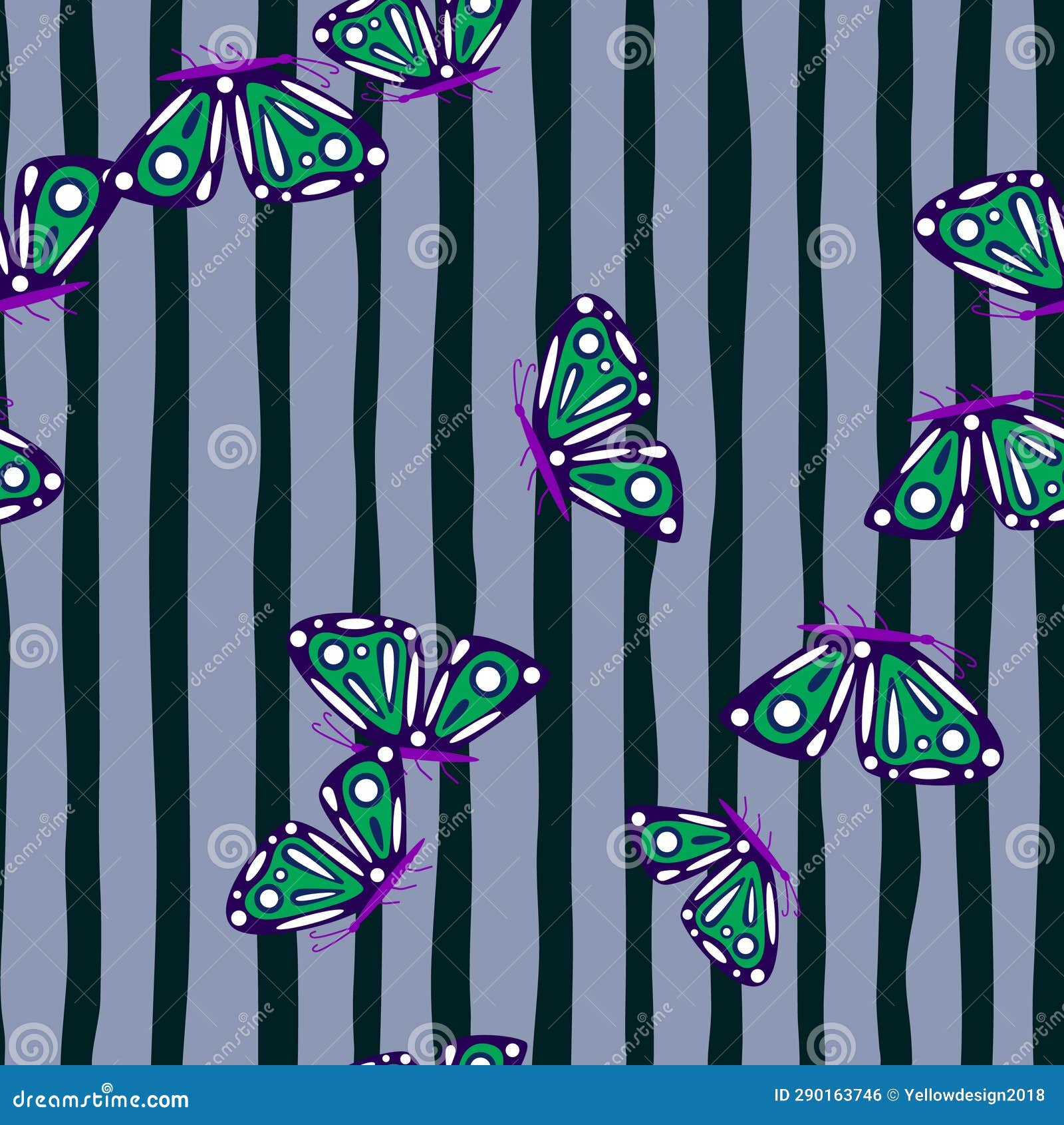 Simple Stylized Moth Seamless Pattern. Butterflies Wallpaper Stock ...