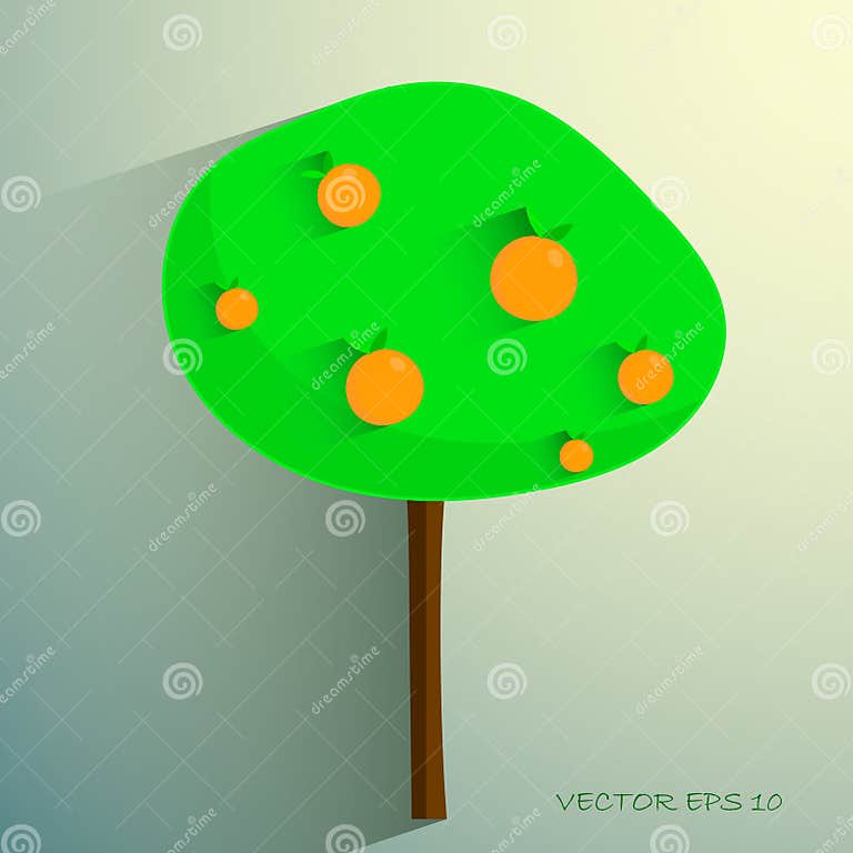 Simple Stylized Orange Tree on Light Background Stock Vector ...