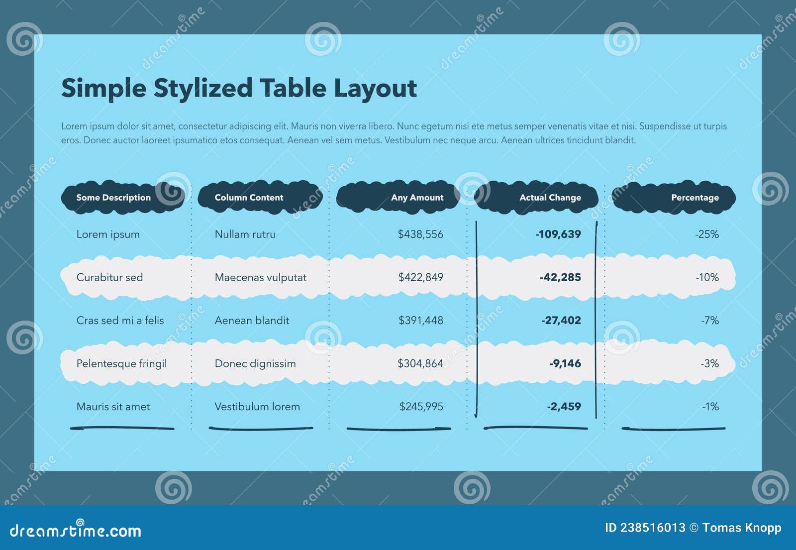 Simple Stylized Table Layout - Blue Version Stock Vector - Illustration ...