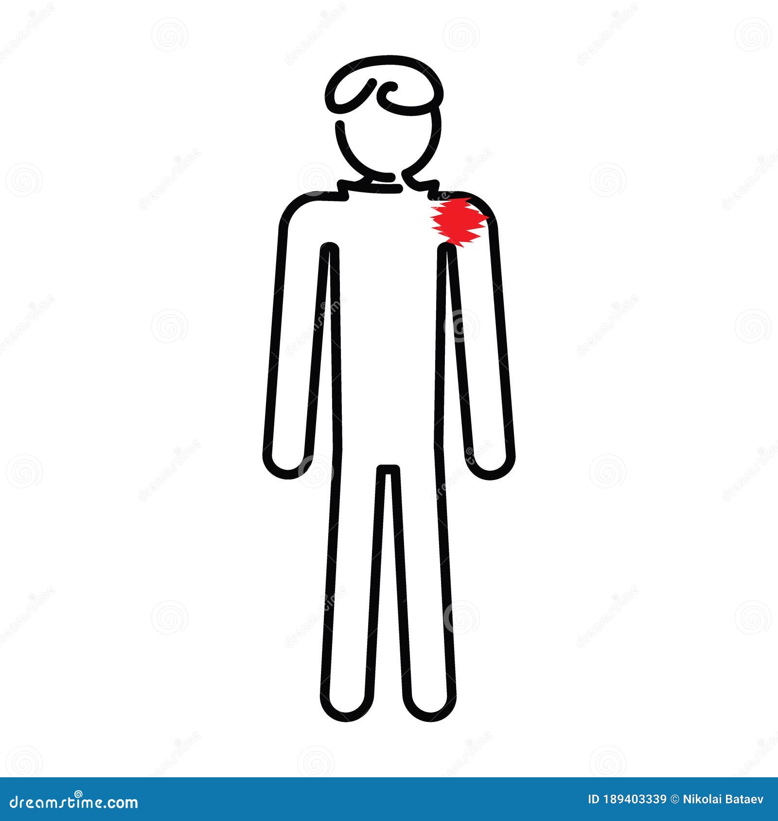 A Simple Stylized Vector Image of a Man with Shoulder Problems. Stock ...