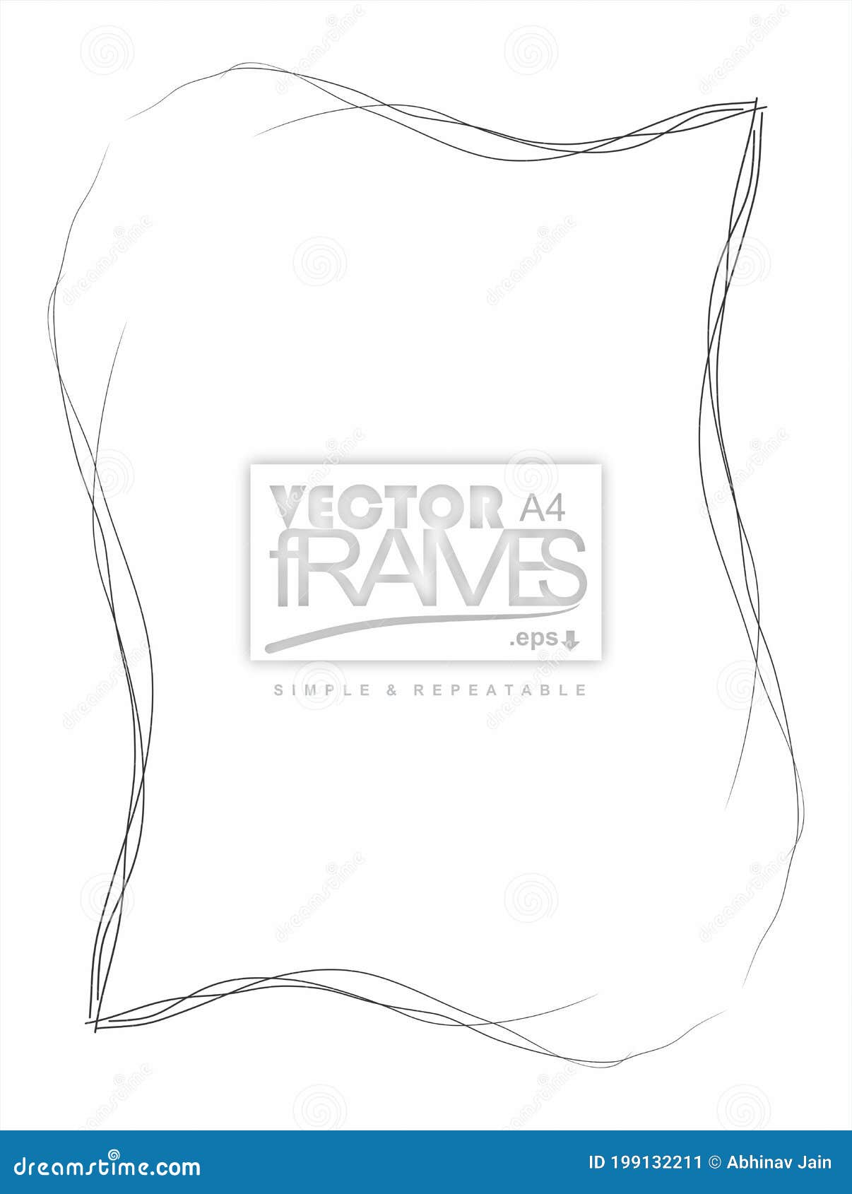 Vector Frame In Falling Root Hair Pattern Design. Black And White Frame ...