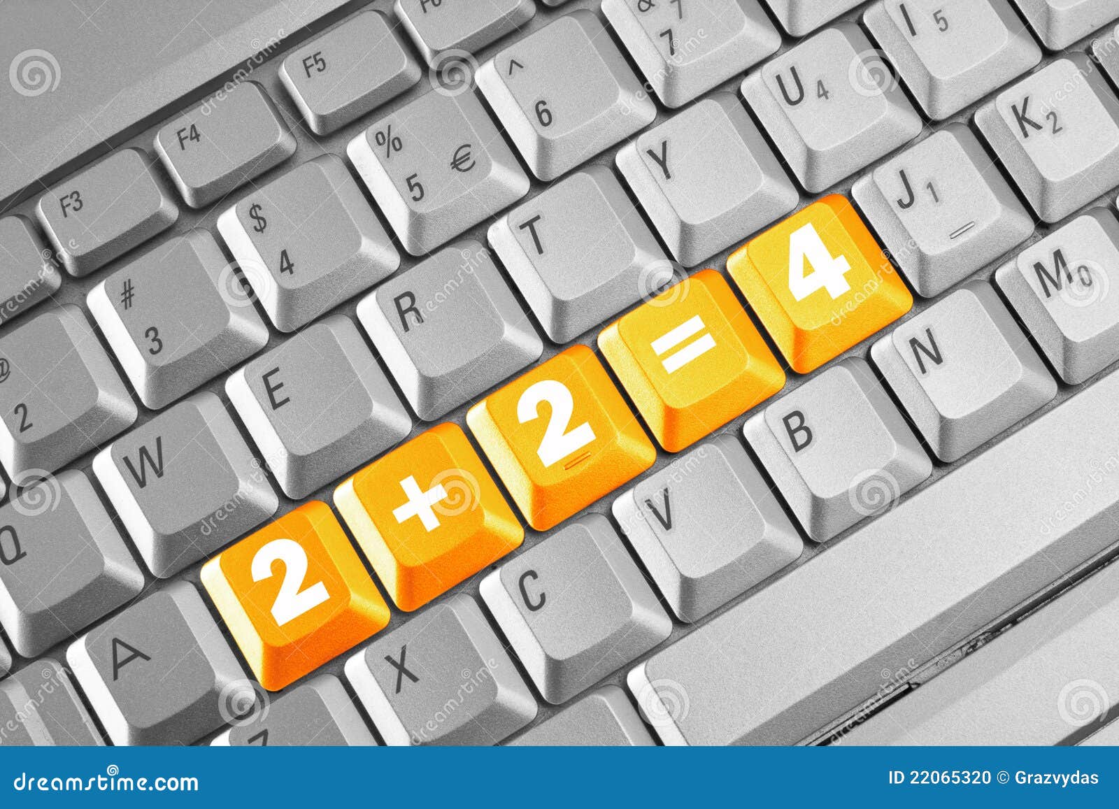 Simple Sum on the Computer Keyboard Stock Photo - Image of work ...