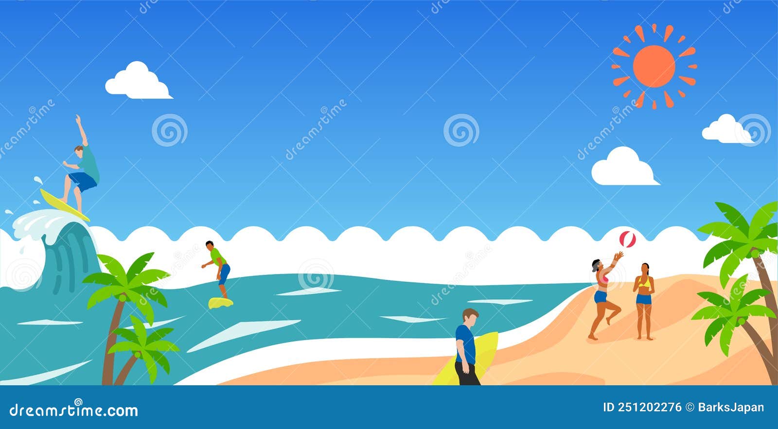 Simple Summer Beach Vector Illustration Stock Vector - Illustration of ...