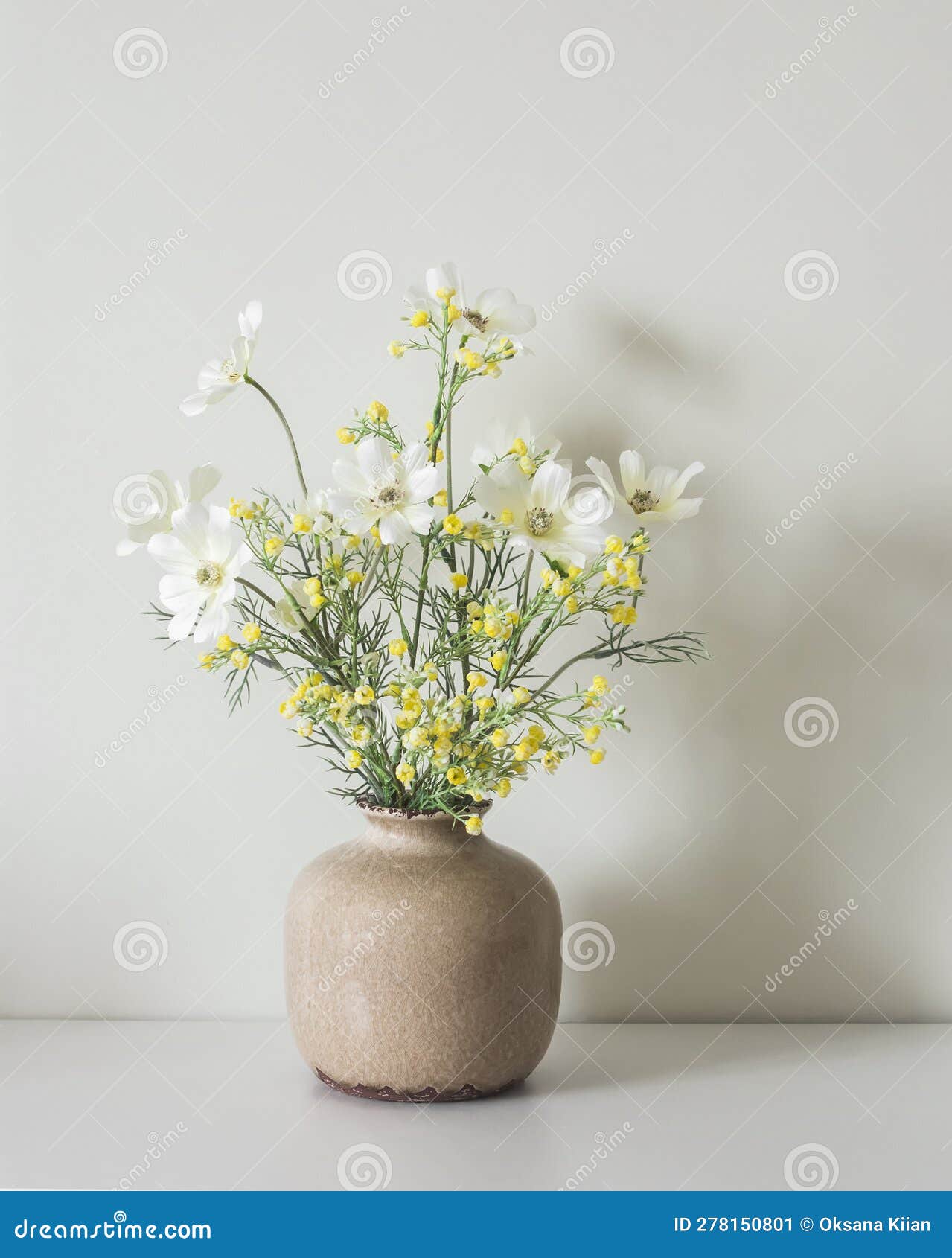 A Simple Summer Bouquet of Garden Flowers in a Ceramic Vase on the ...