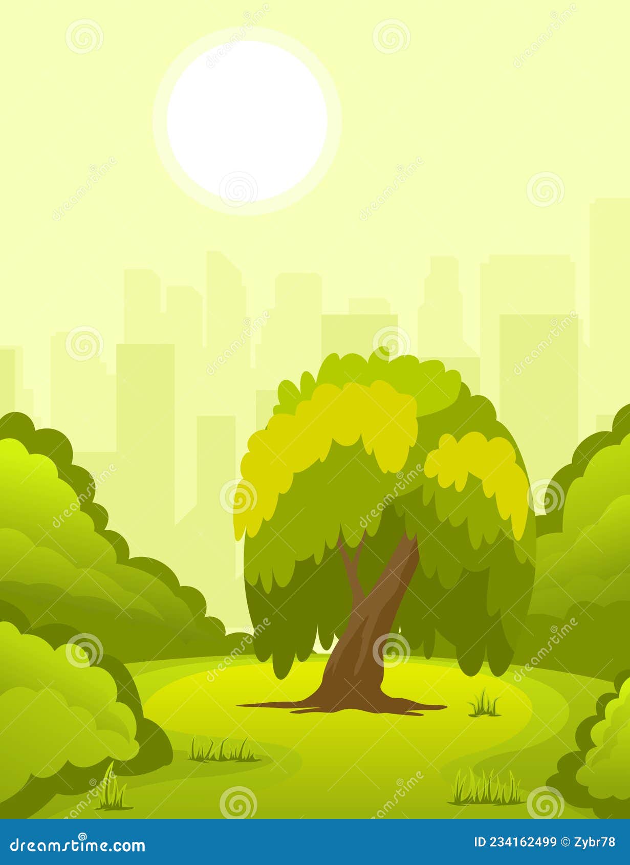 Simple summer landscape stock vector. Illustration of town - 234162499