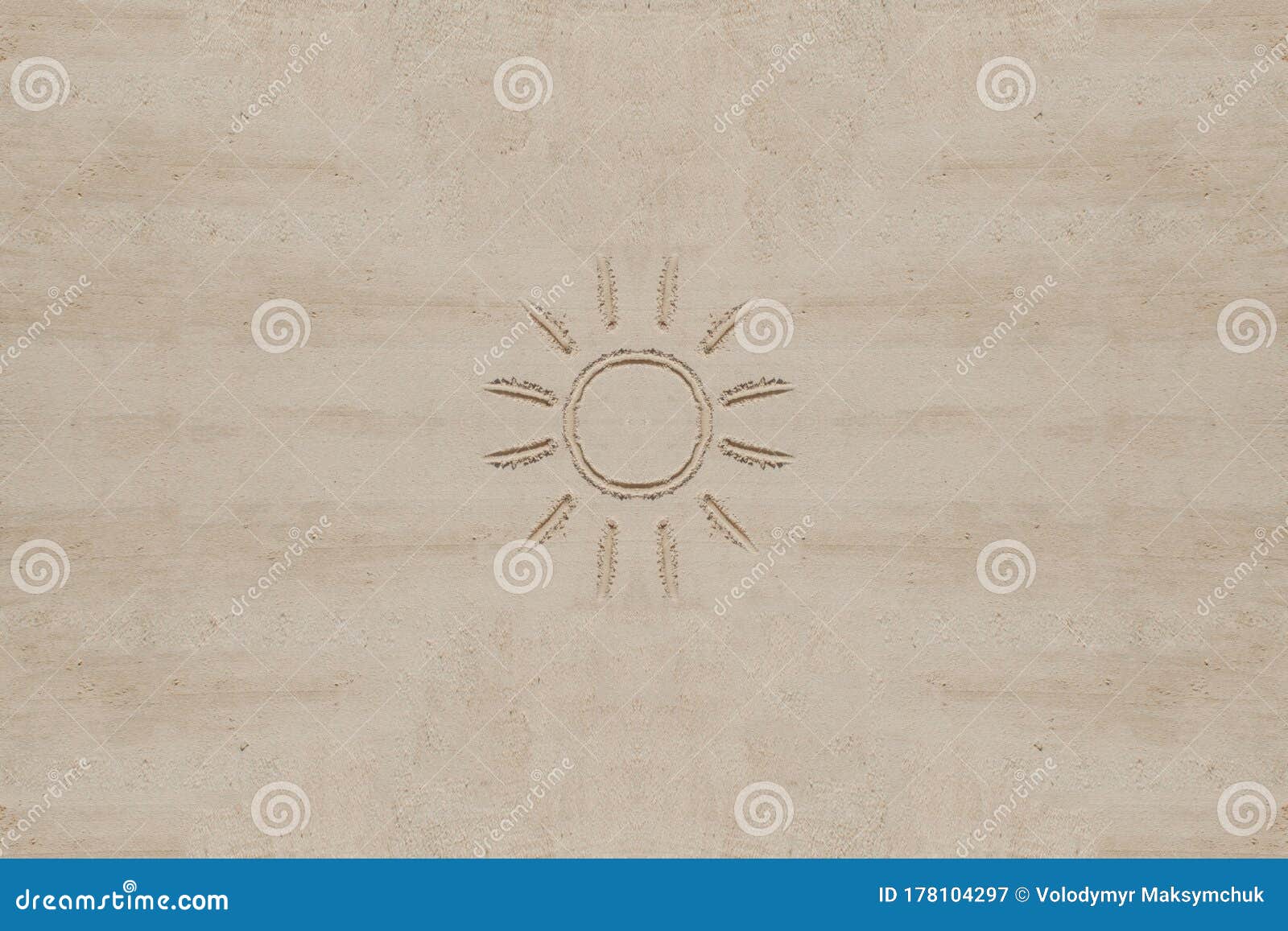 Simple Sun Drawing in the Sand on the Beach, Room for Your Copy Space ...