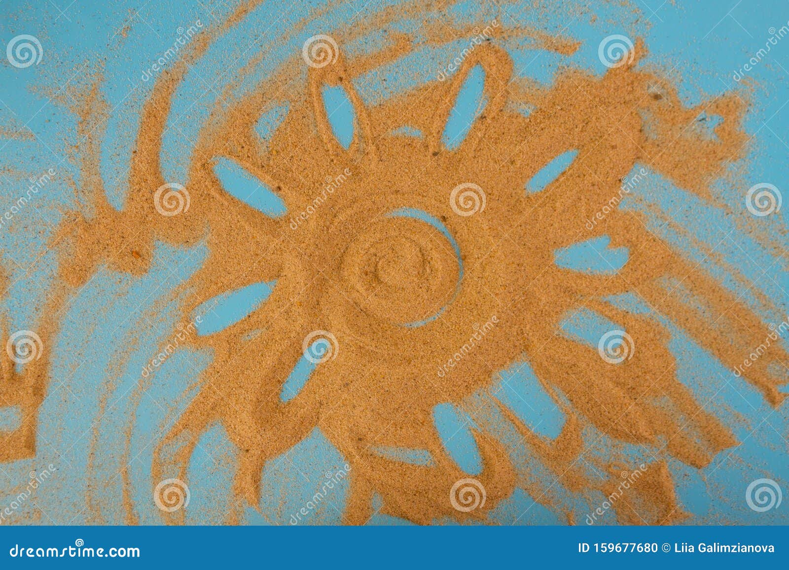 Simple Sun Drawing on the Sand Stock Photo - Image of coastline ...