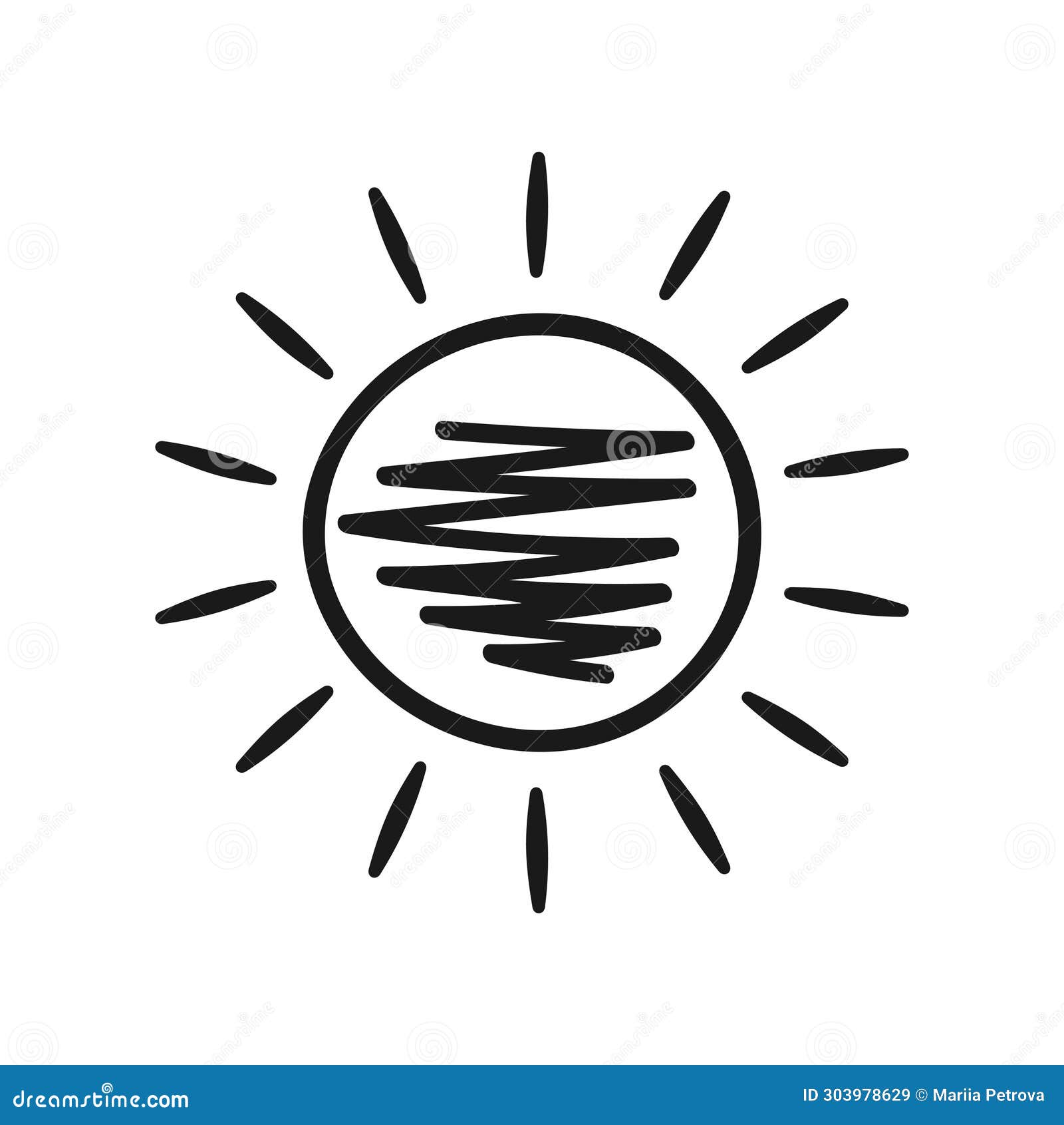 Simple Sun Icon Outline. Hand Drawn Sun Icon Stock Vector ...