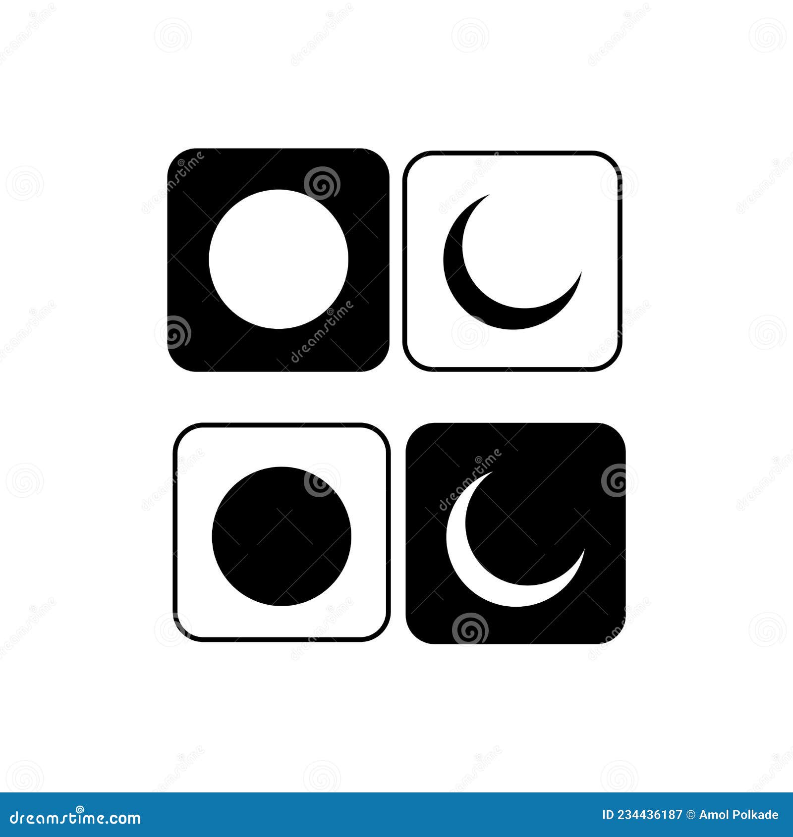 Simple Sun and Moon Shape with Dark and Light Mode. Buttons Stock ...