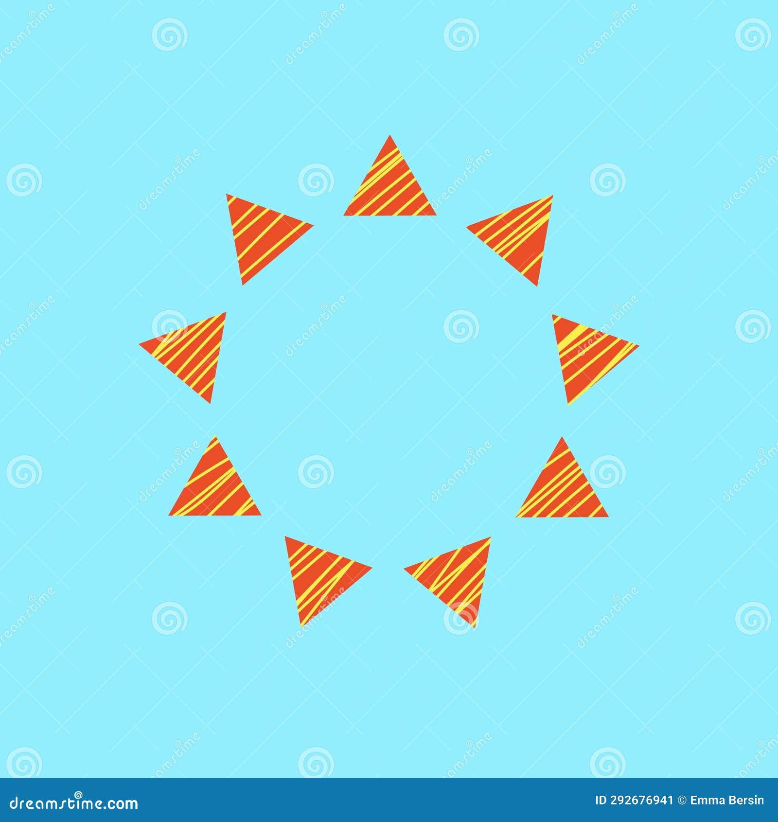 Simple Orange and Yellow Sun Design on Blue Background Stock ...