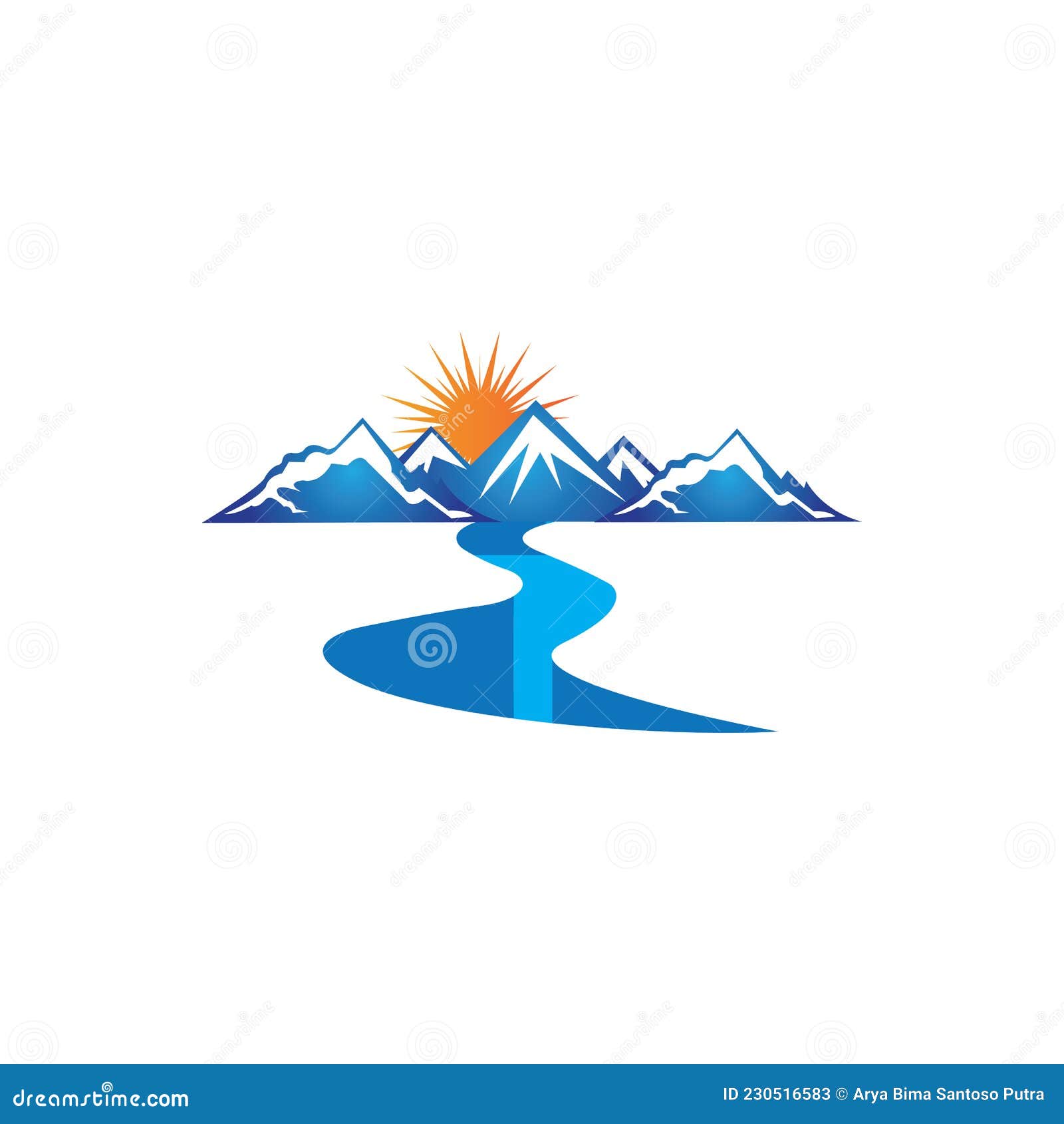 Simple Sun and River Icon Vector Logo Stock Vector - Illustration of ...