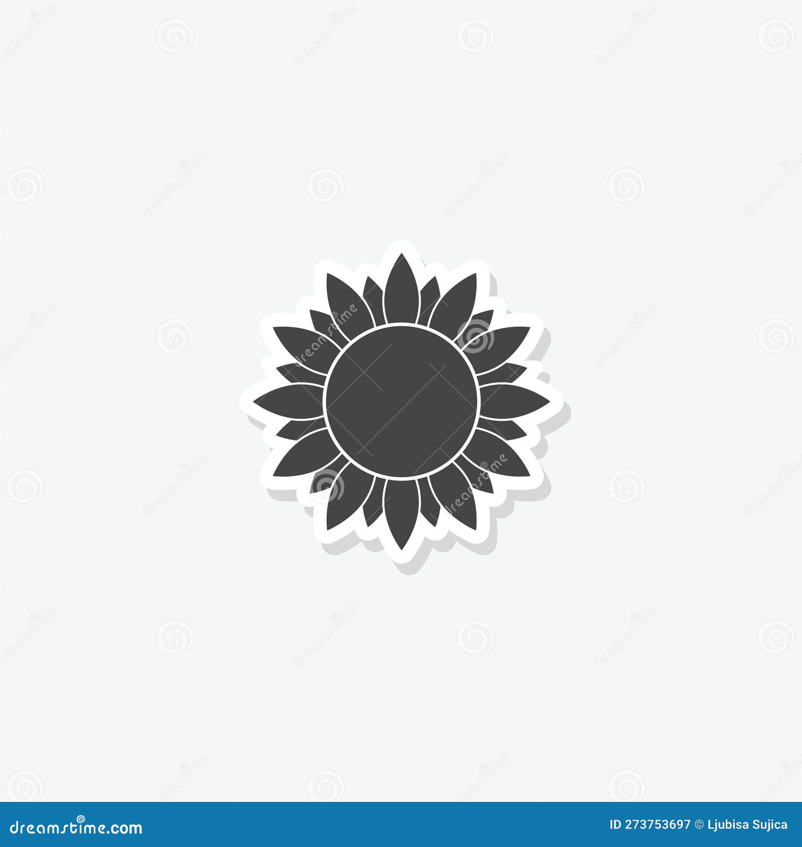 Simple Sunflower Icon Sticker Isolated on White Stock Vector ...