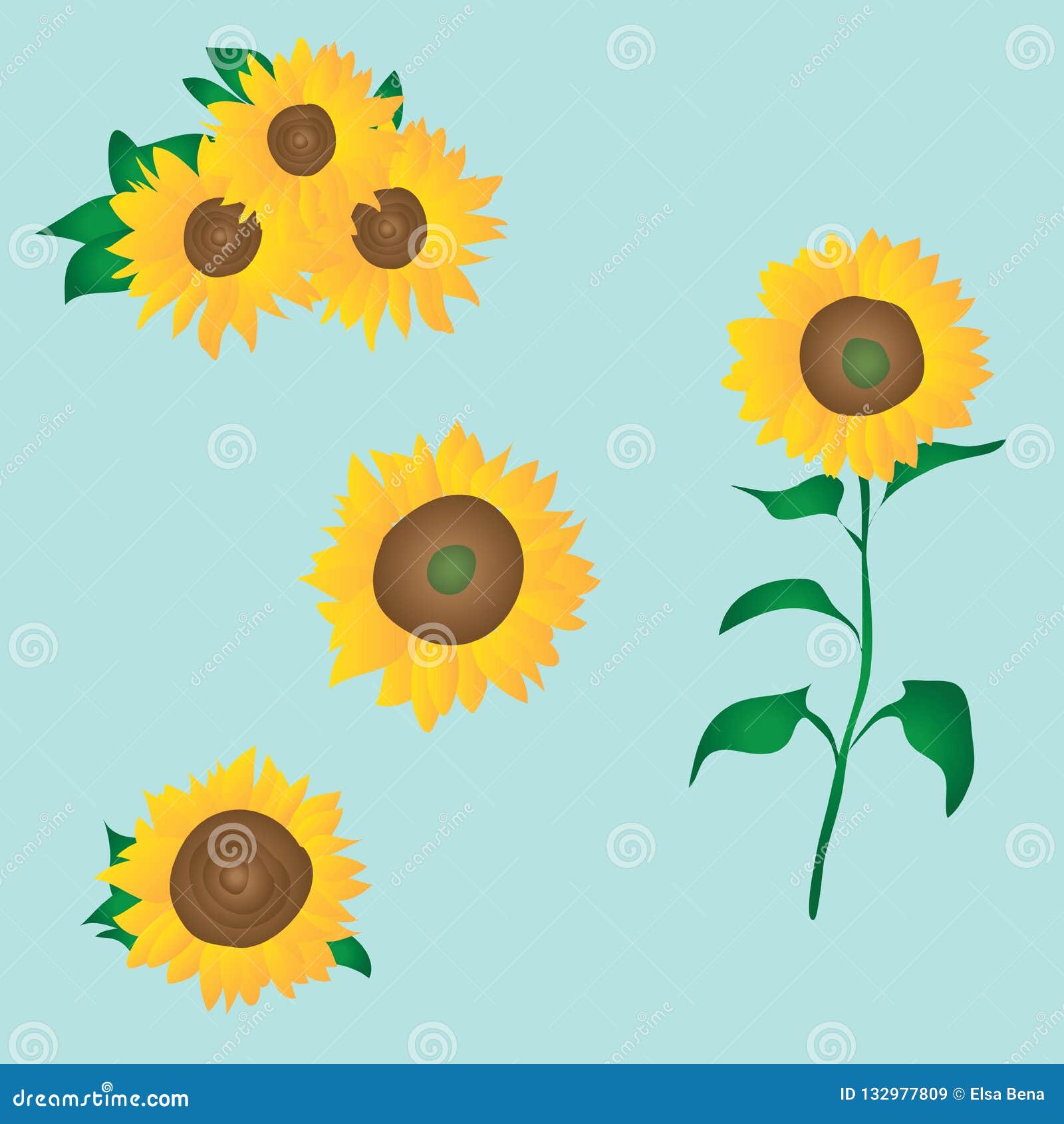 Simple Sunflowers Flower Illustration Stock Illustration - Illustration ...