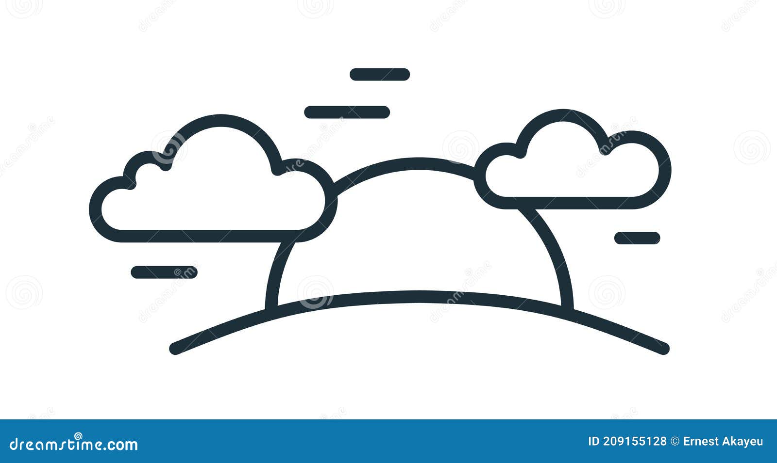 Simple Sunset Icon in Line Art Style with Sun Setting Behind Horizon ...