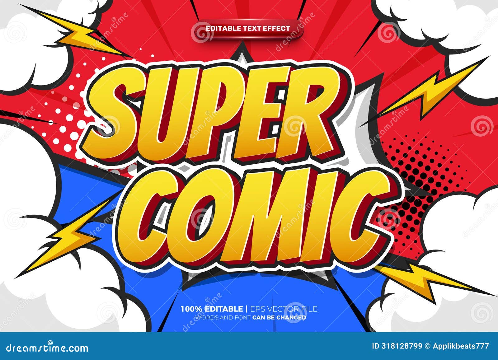 Simple Super Comic Cartoon Book Text Effect Stock Vector - Illustration ...
