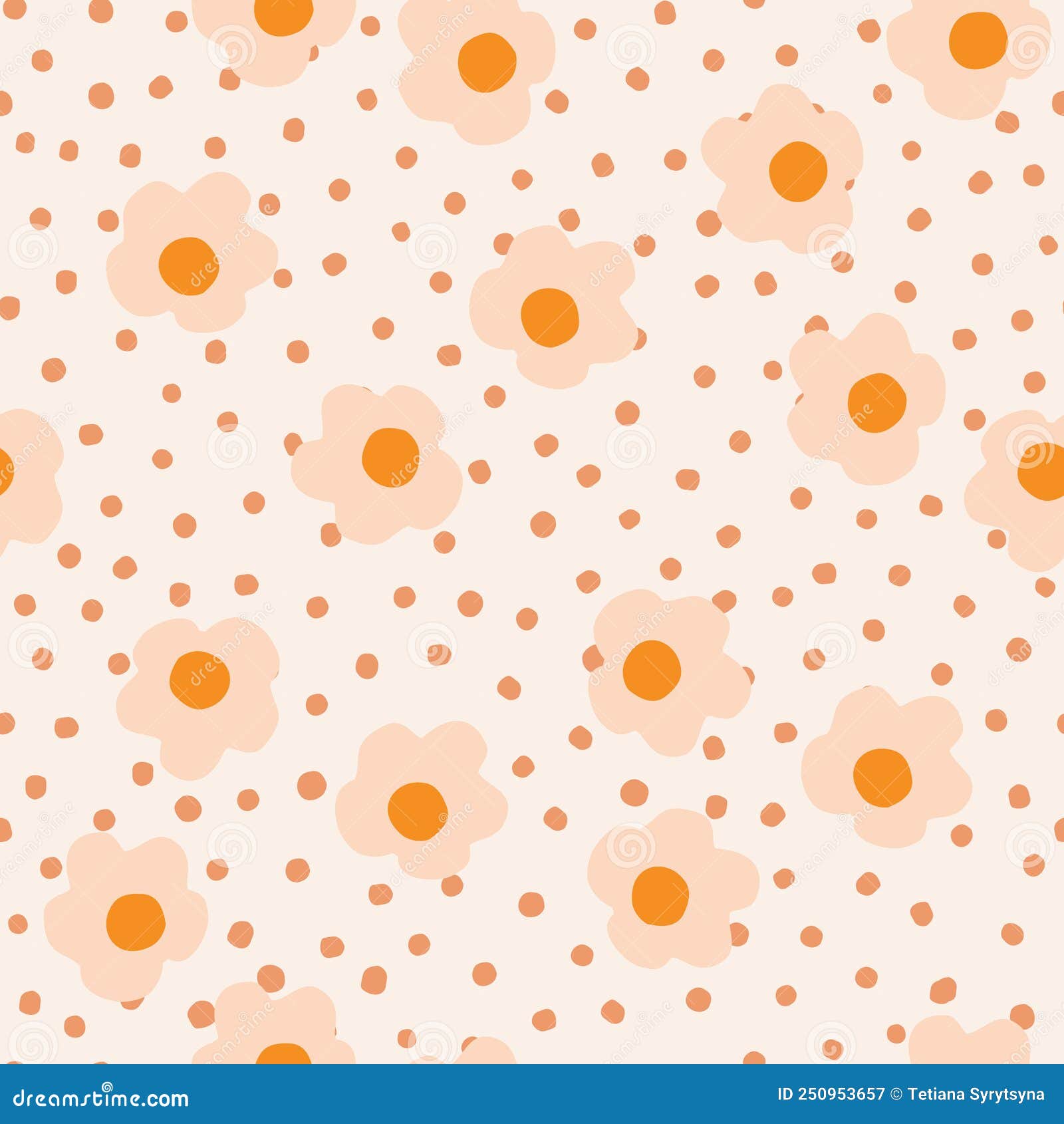 Simple Surface Design with Abstract Small Flowers and Polka Dots. Ditsy ...