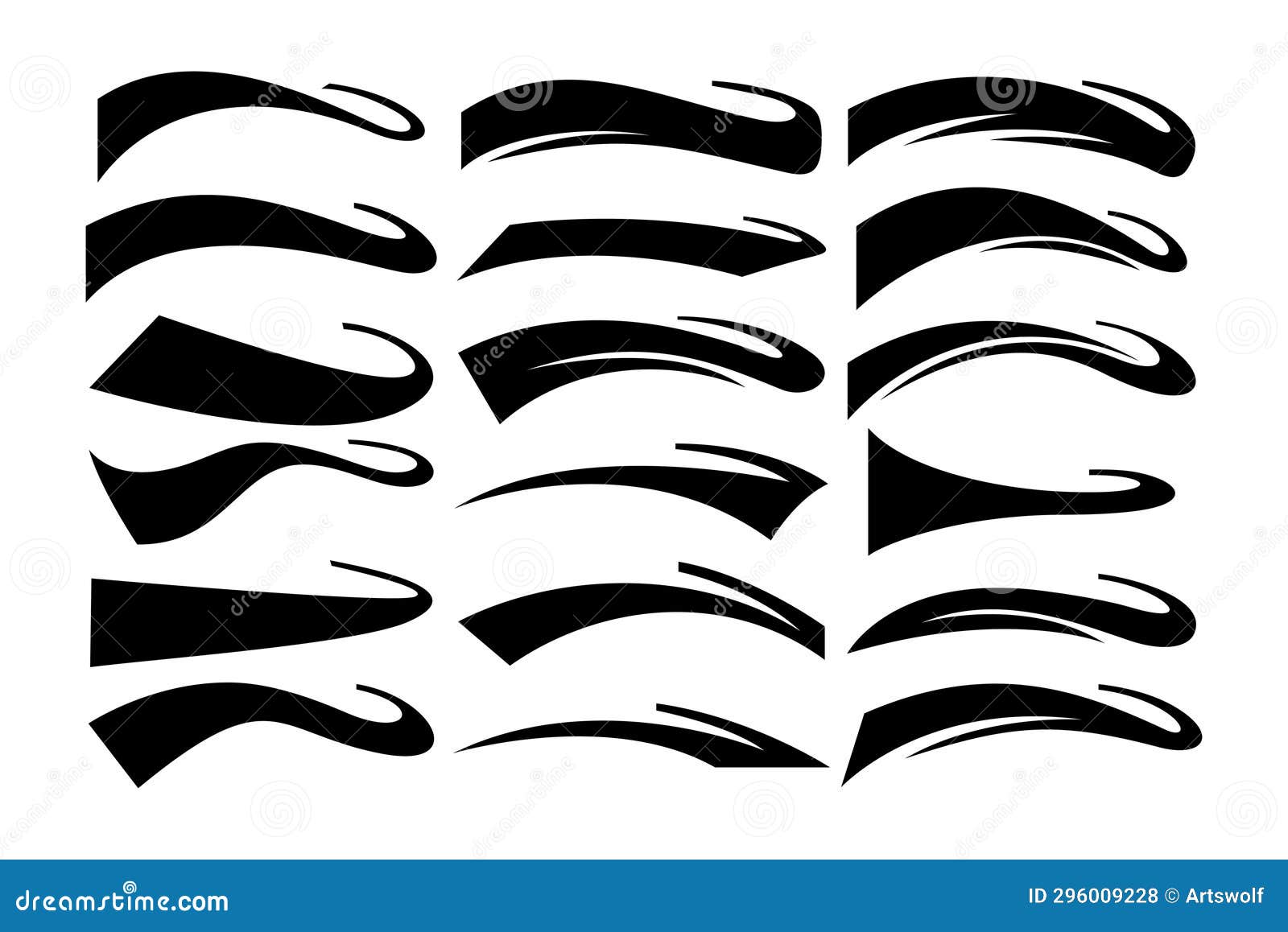 Simple Swoosh Tail Underline Text Decoration Design Set Stock ...