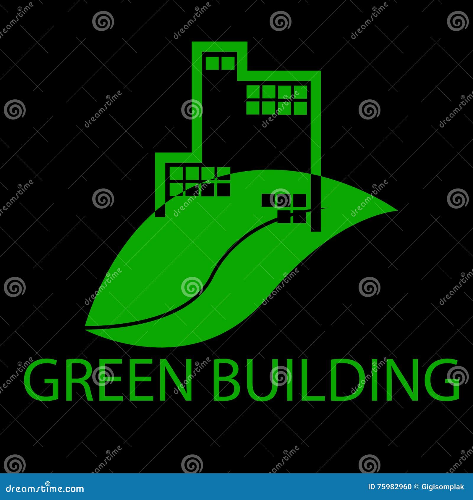 Simple Symbol of Green Building Stock Vector - Illustration of home ...
