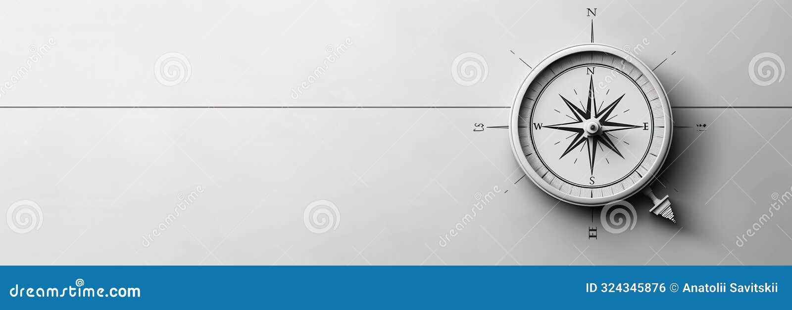 A Simple and Symbolic Compass with Clear Lines on a White Background ...