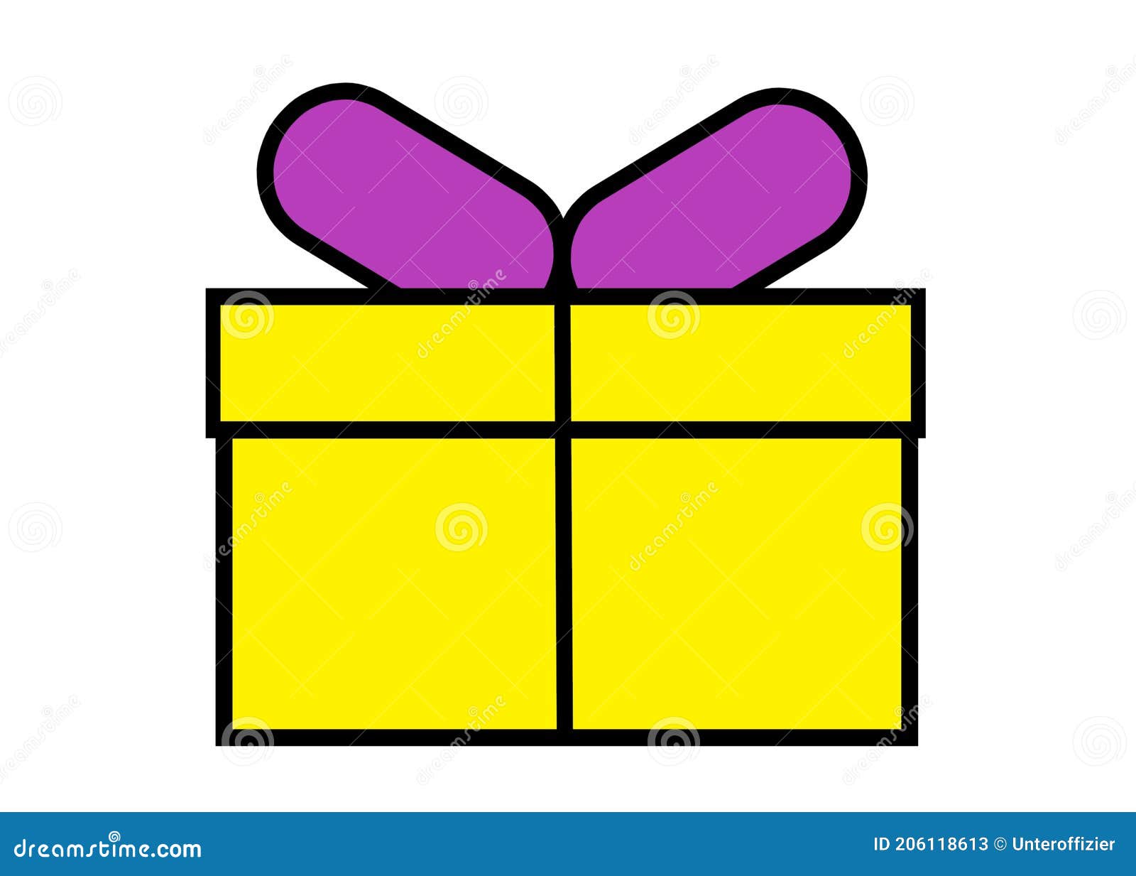 A Simple Symbolic Illustration of a Yellow Present Gift Box with Purple ...